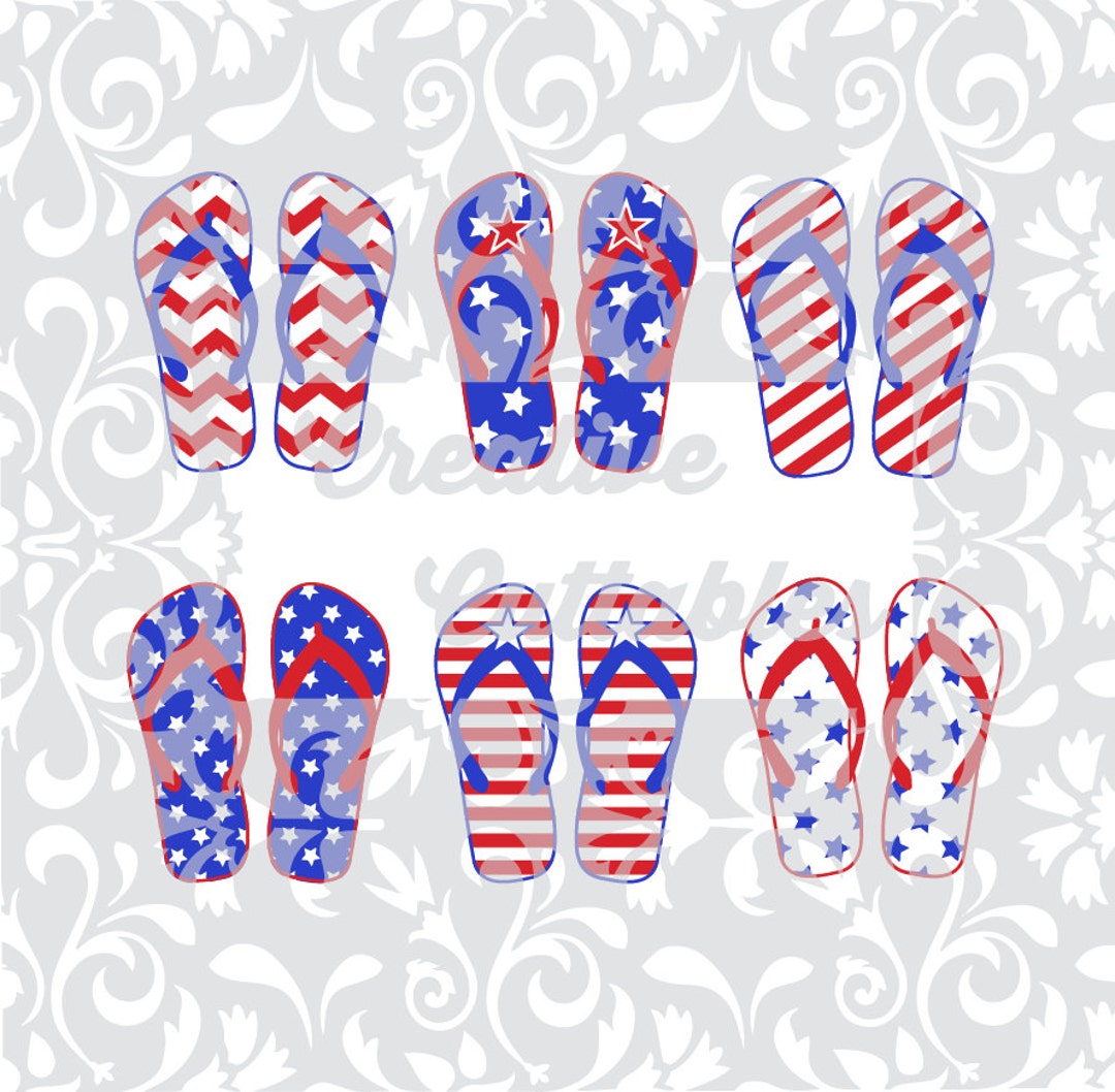 Patriotic 4th of July Flip Flops for Use With Silhouette or Other Craft ...