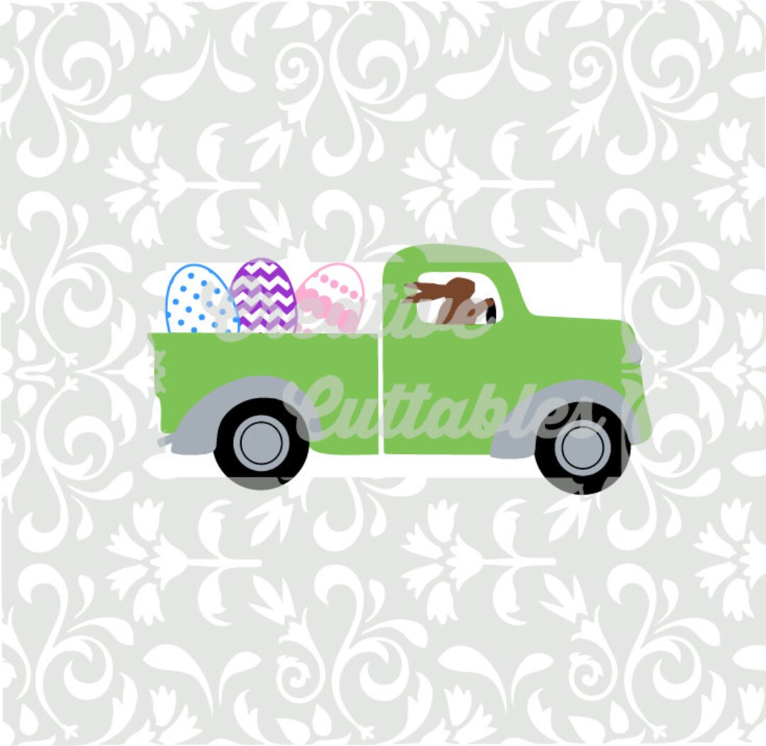 Easter Egg Truck SVG Bunny Silhouette or Other Craft Cutters (.svg/.dxf ...