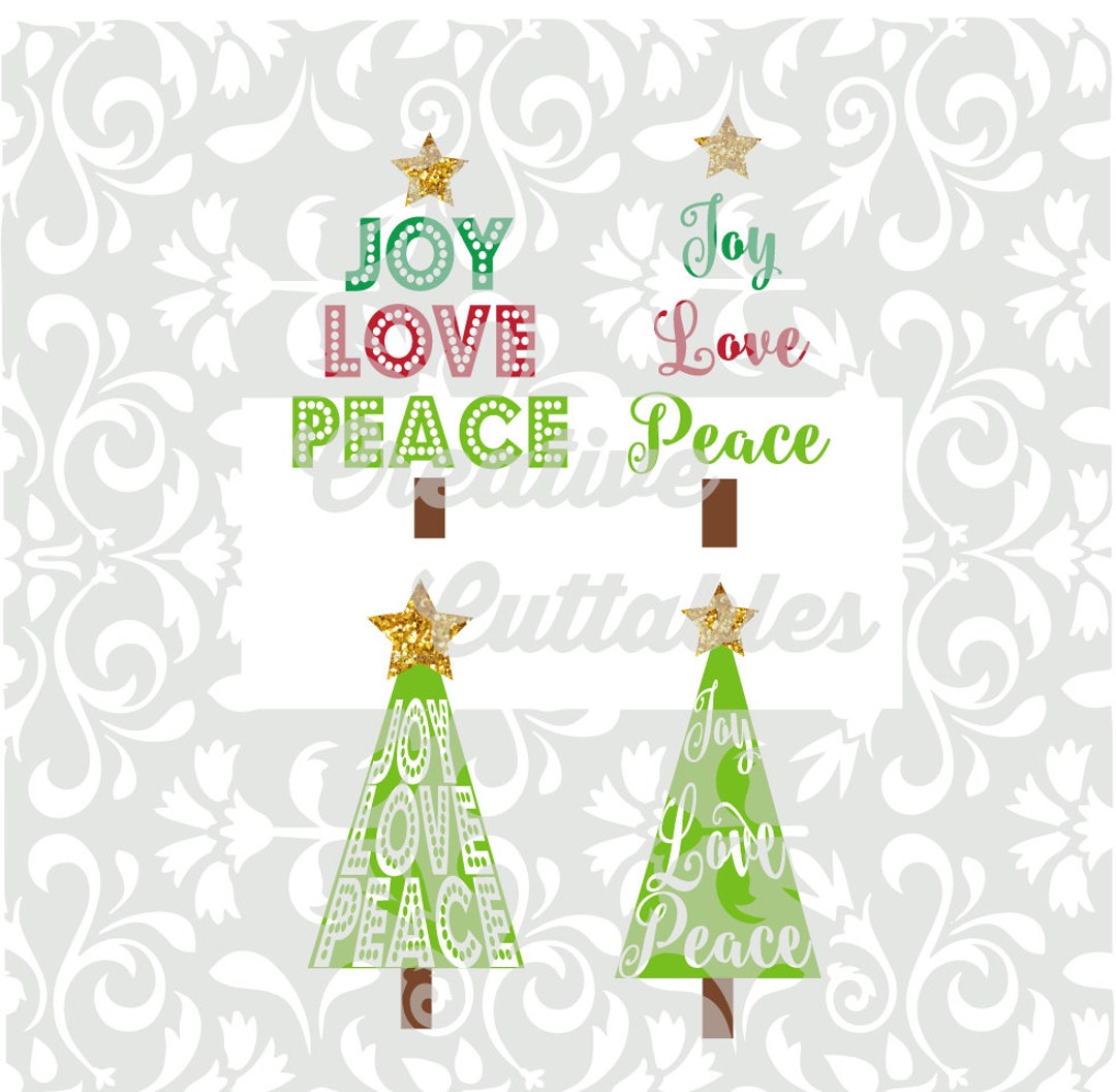 Christmas Tree SVG Peace Love Joy for Silhouette or Other - Etsy