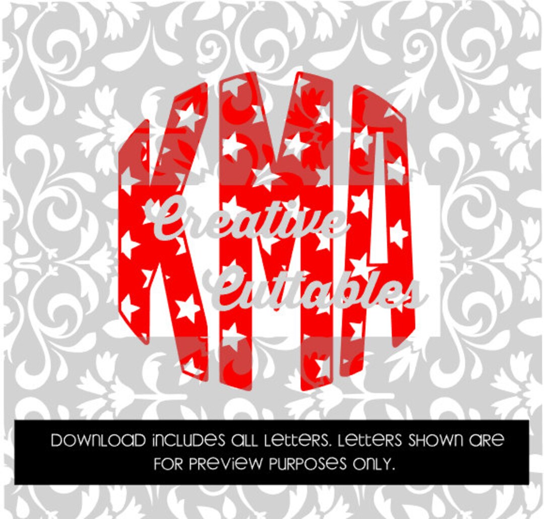 Star Monogram Circle Letters for Silhouette or Other Craft Cutters .svg ...