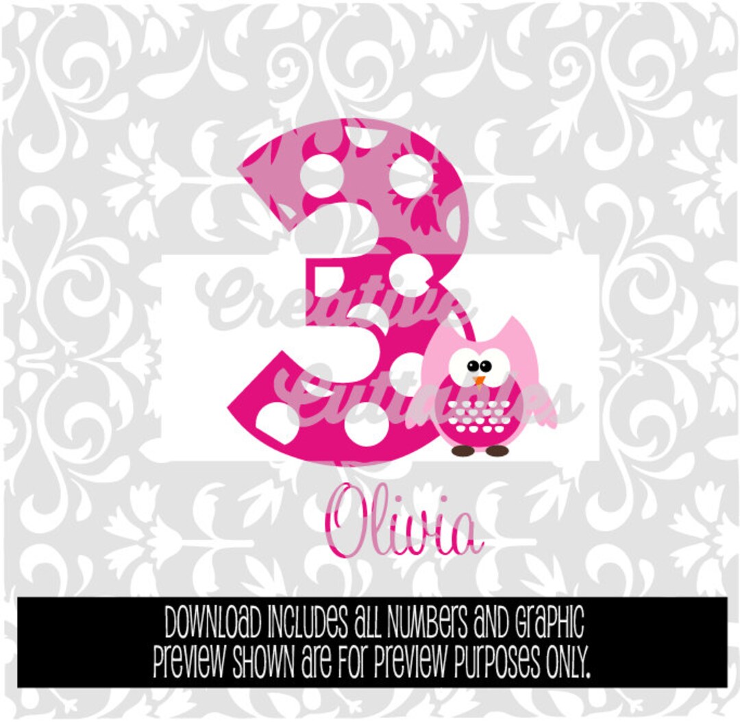 Birthday Owl With Polka Dot Numbers for Silhouette or Other - Etsy