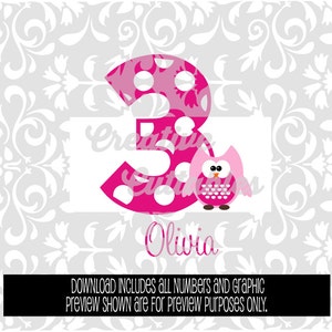 Birthday Owl With Polka Dot Numbers for Silhouette or Other - Etsy