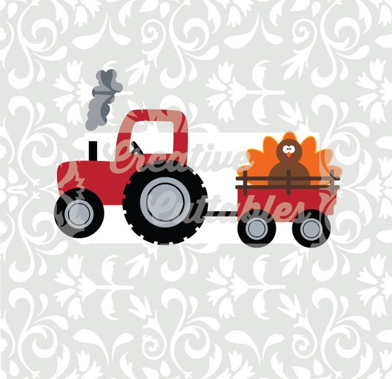 SVG Thanksgiving Turkey Tractor designs for Silhouette or | Etsy