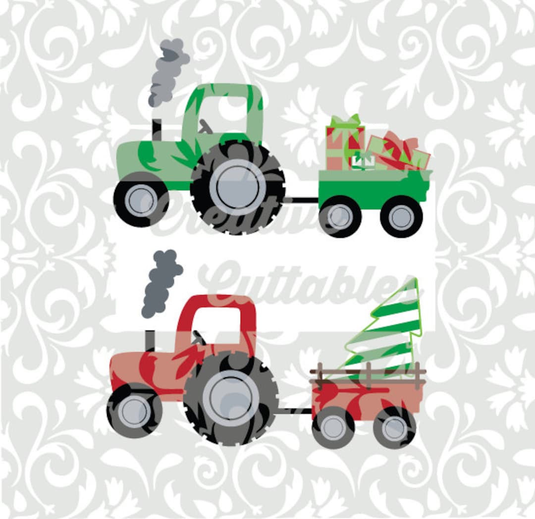 Christmas Tractor SVG for Silhouette or Other Craft Cutters (.svg/.dxf ...