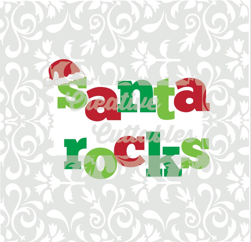 Santa Rocks SVG Designs or Silhouette or Other Craft Cutters | Etsy