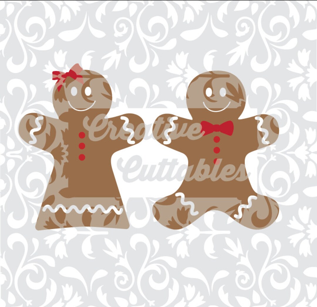 Winter Holiday Christmas Gingerbread Boy Girl Designs for Silhouette or ...