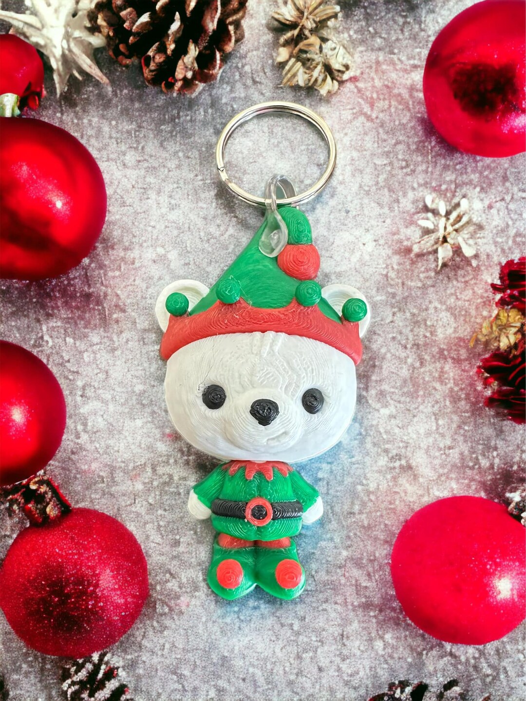 Articulated Elf Bear Buddy Keychain - Charm, Stocking Stuffer, 3D ...