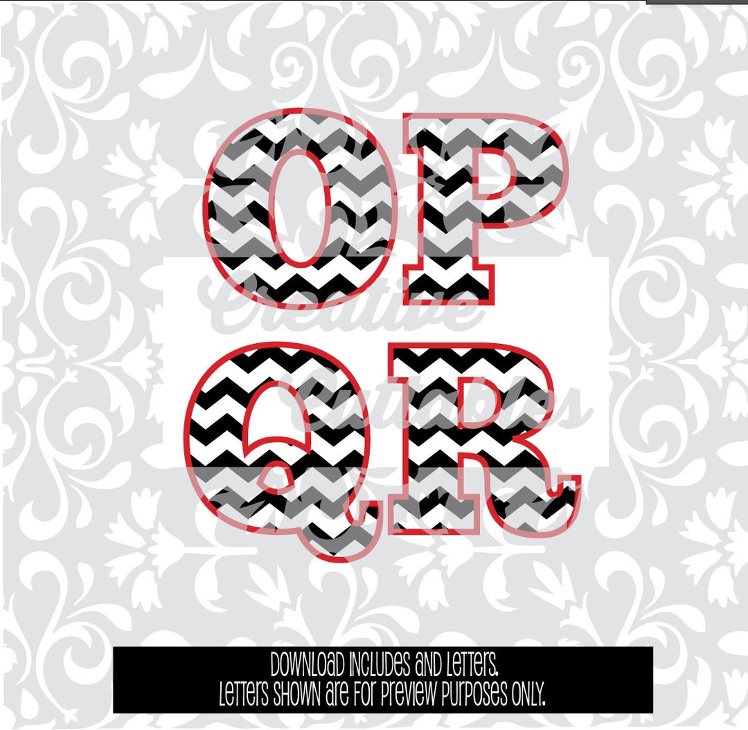 Chevron Letters Outlined Uppercase for Silhouette or Other Craft ...