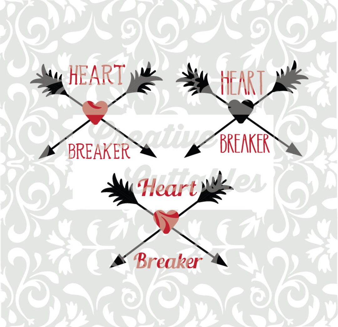 Valentine SVG Heart Breaker Designs for Silhouette or Other Craft ...