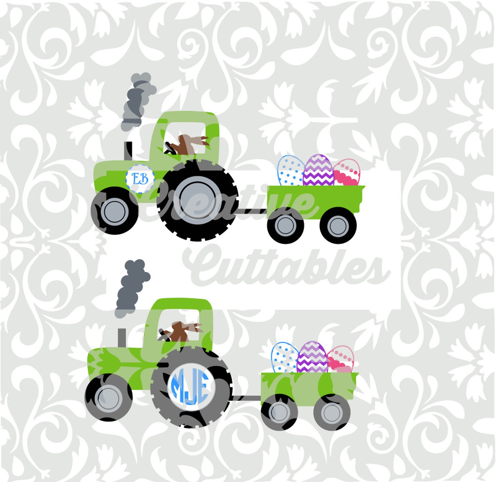 Easter Egg Tractor SVG Bunny Silhouette or Other Craft Cutters (.svg ...