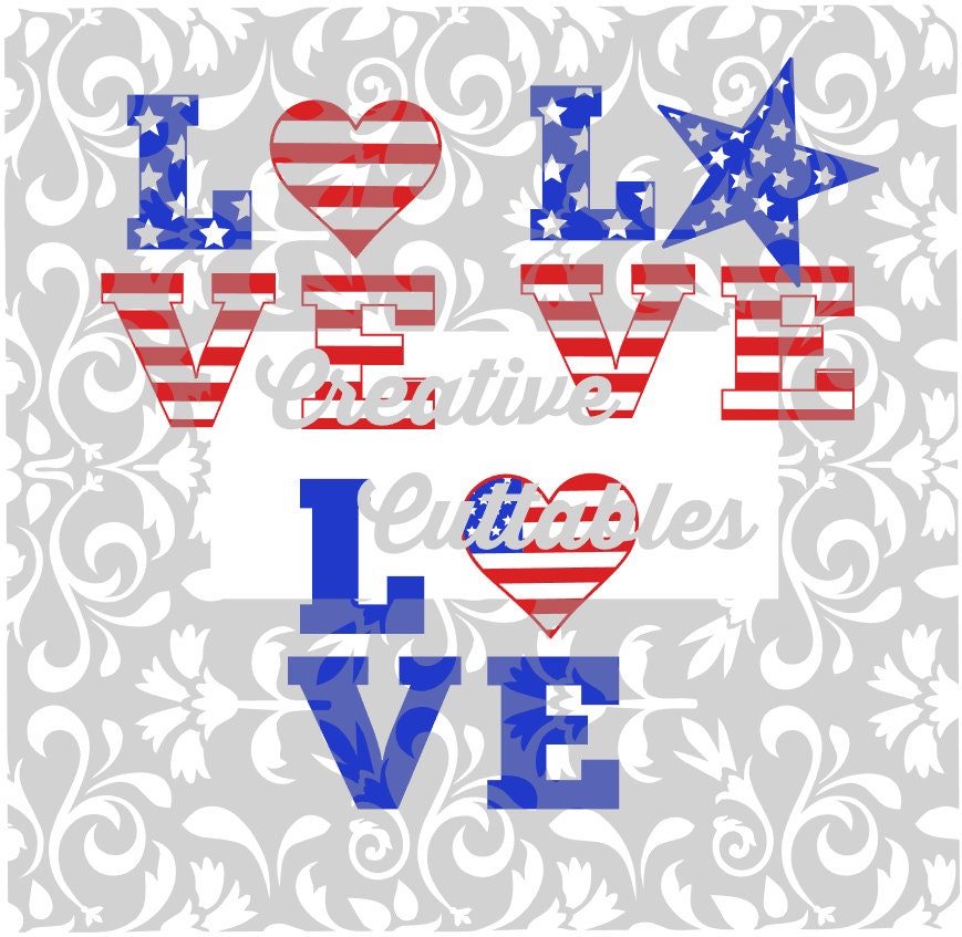 Patriotic SVG LOVE design for Silhouette or other craft | Etsy