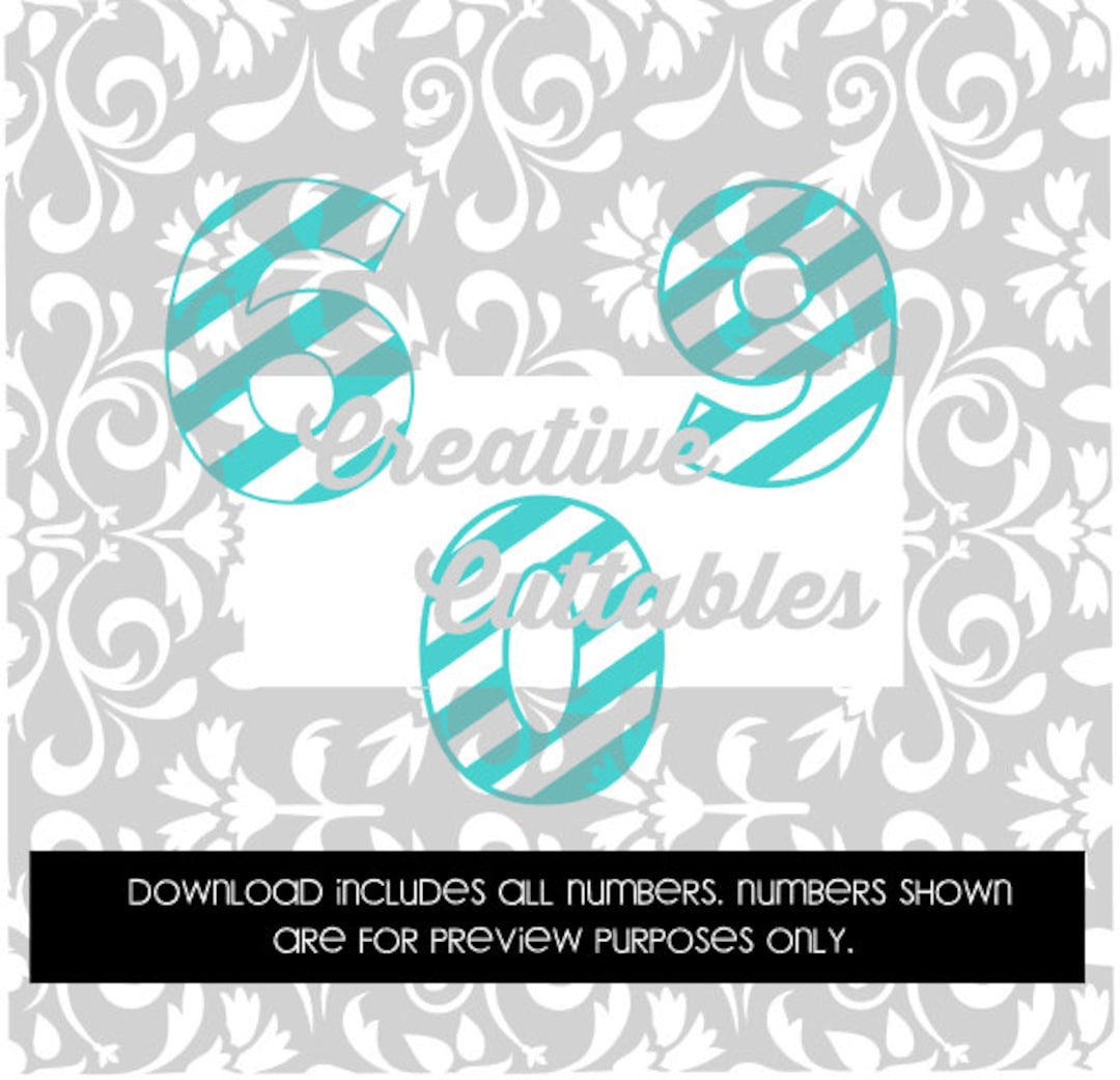 Striped Numbers for Silhouette or Other Craft Cutters (.svg/.dxf/.eps ...