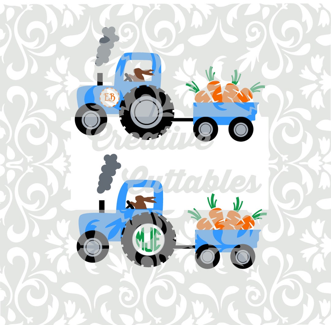 Easter Carrot Tractor SVG Bunny Silhouette or Other Craft Cutters (.svg ...