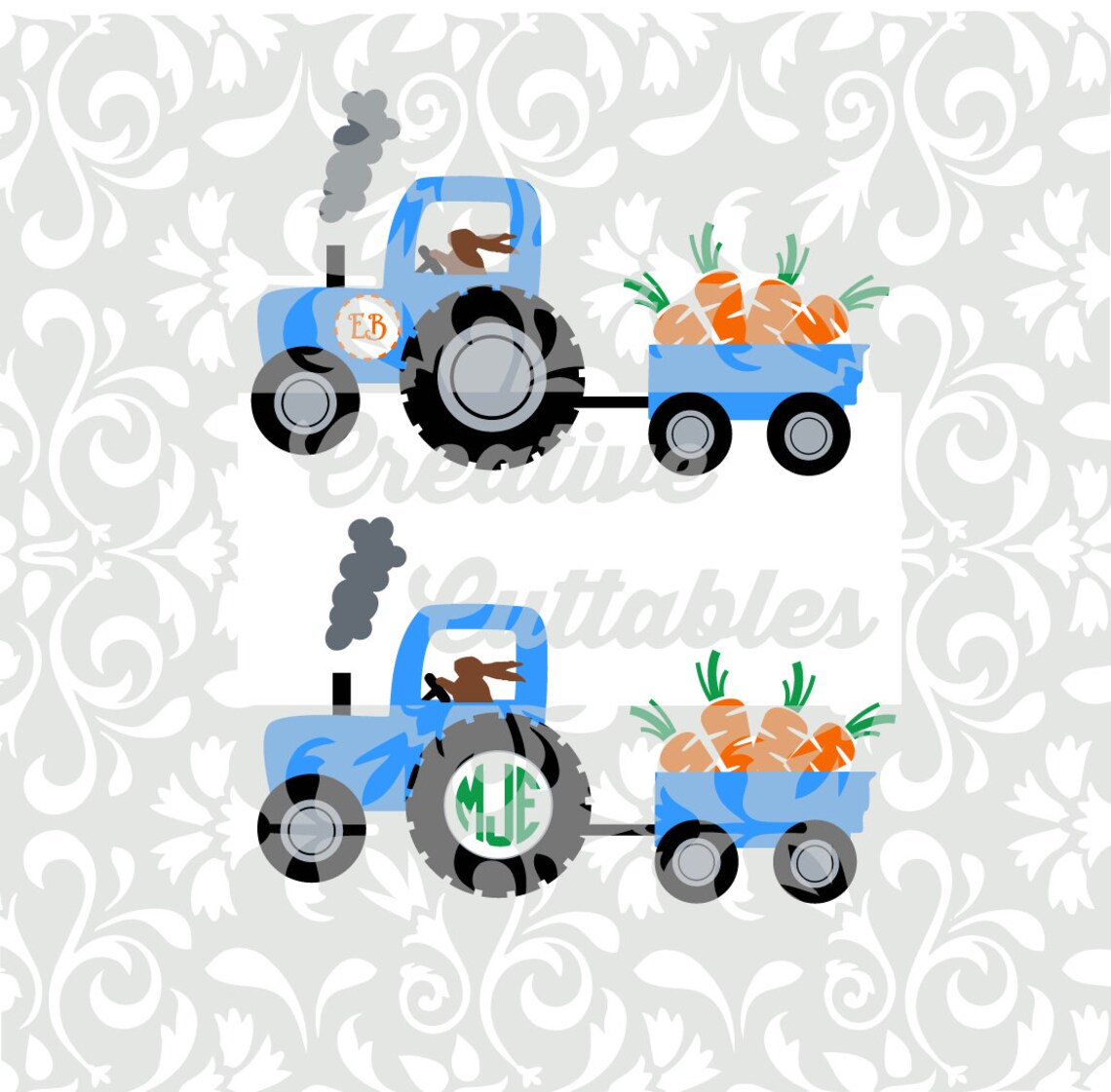 Easter Carrot Tractor SVG Bunny Silhouette or Other Craft Cutters (.svg ...