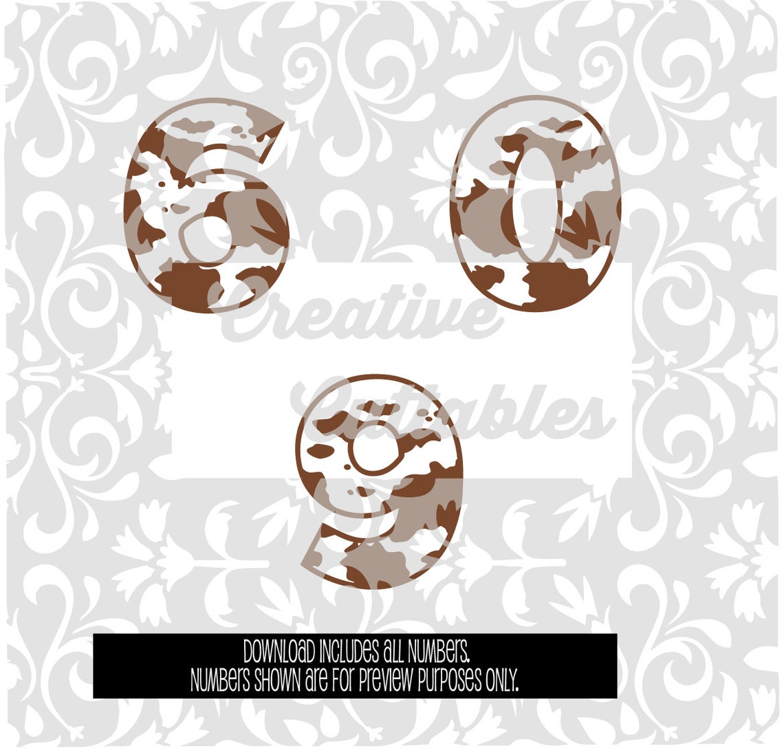 Cowgirl Cowboy Cow Print Numbers for Silhouette or Other Craft Cutters ...