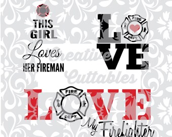 Firefighter SVG Fireman Girlfriend for Use With Silhouette or | Etsy