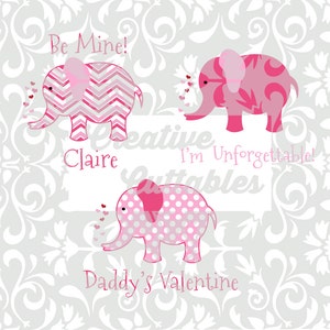 SVG Valentine Elephant Hearts Designs for Silhouette or Other Craft ...