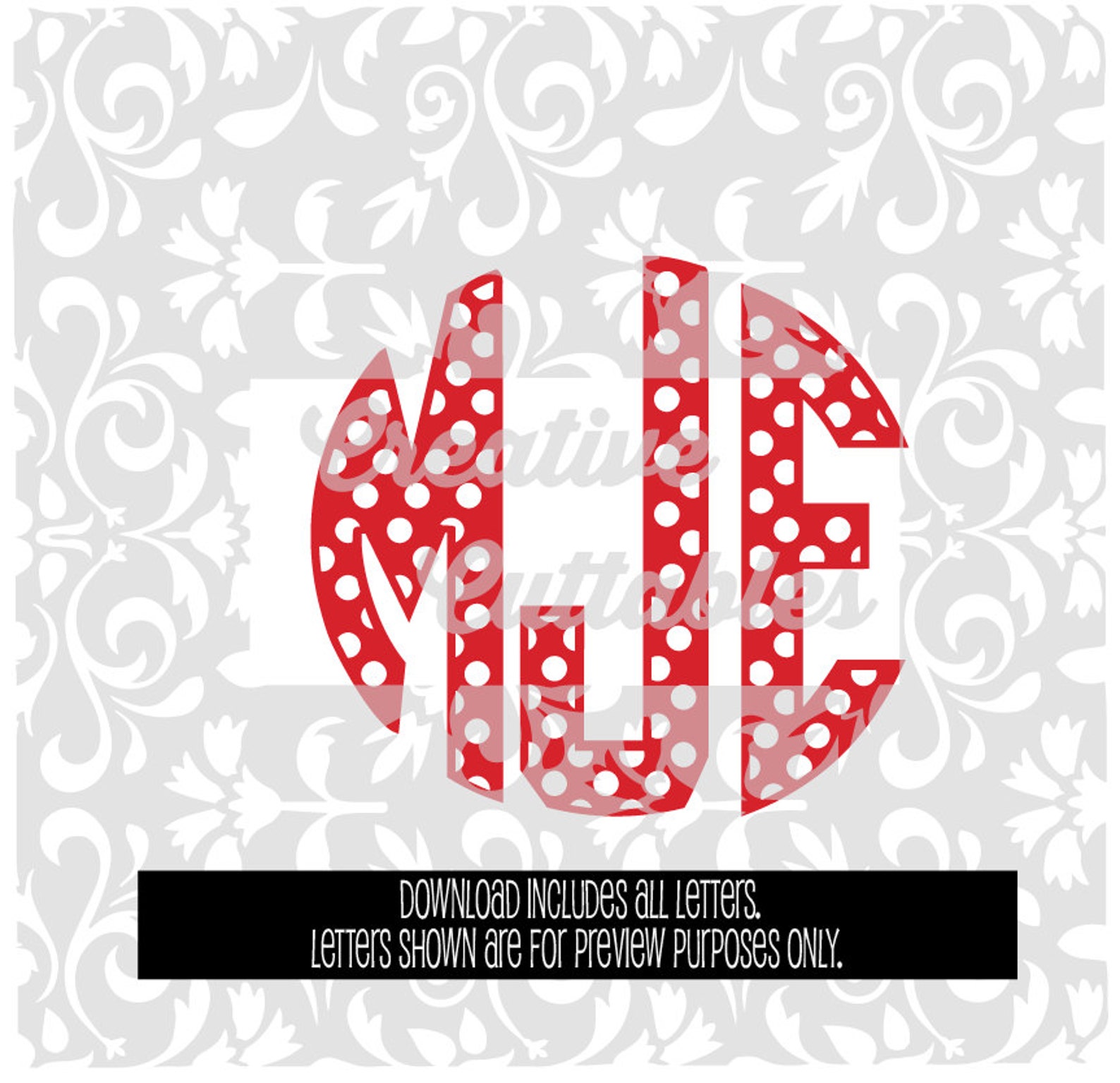 Polka Dot Monogram Circle Letters for Silhouette or Other Craft Cutters ...