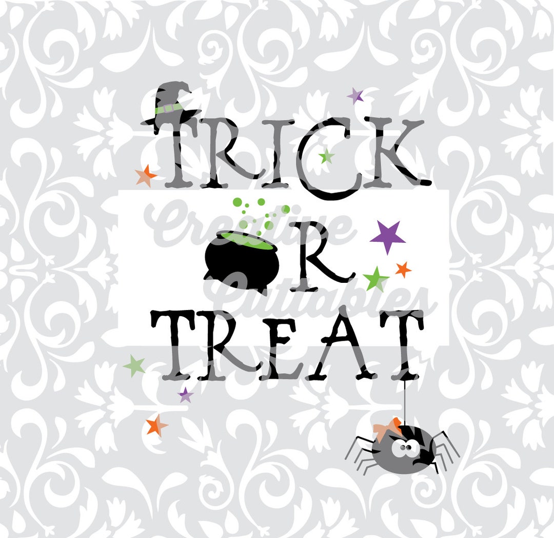 Halloween SVG Trick or Treat Witch Spider for Silhouette or Other Craft ...