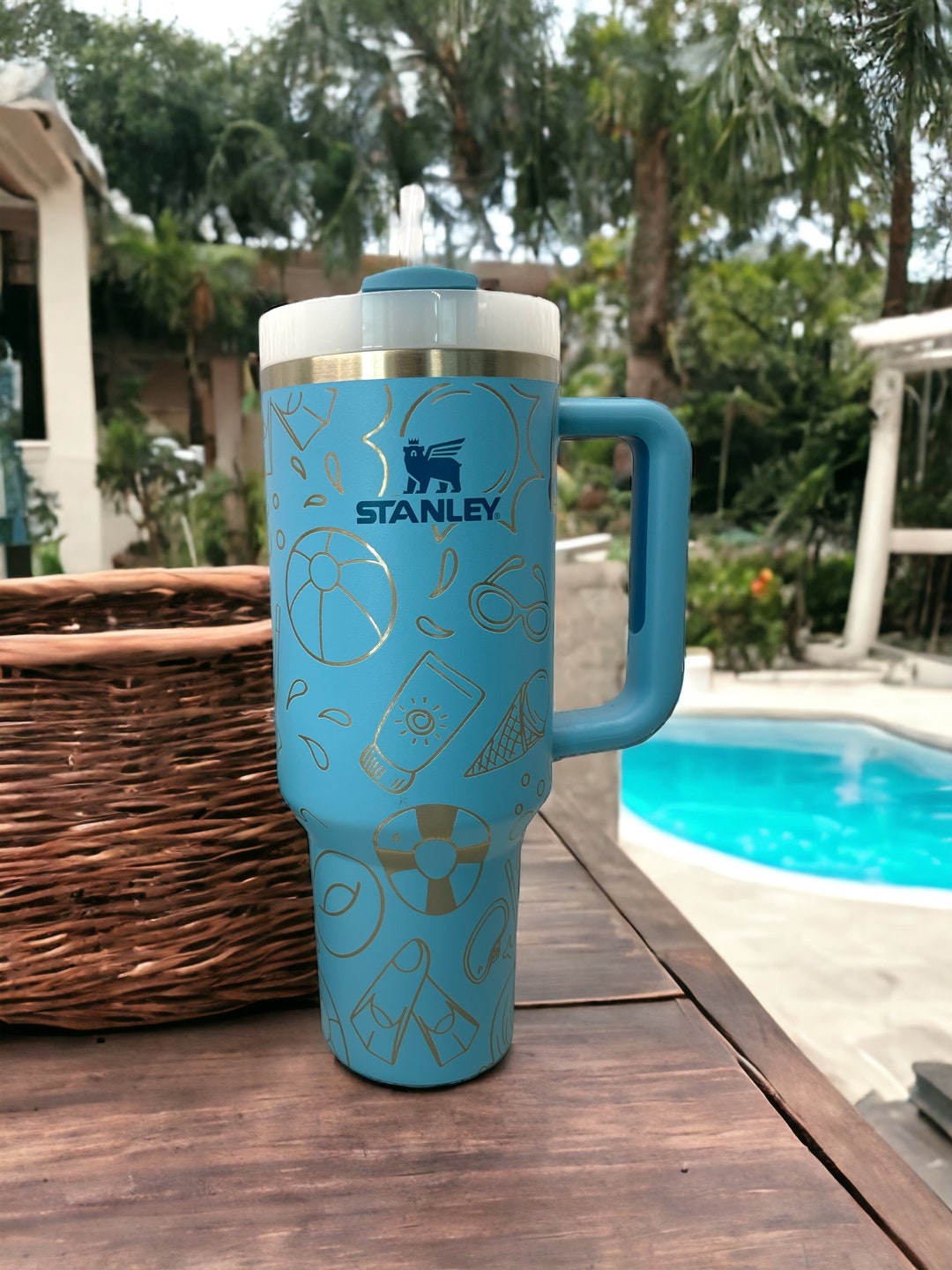 Engraved 40oz Stanley Style Quencher Tumbler Pool, Swimming, Float - Etsy