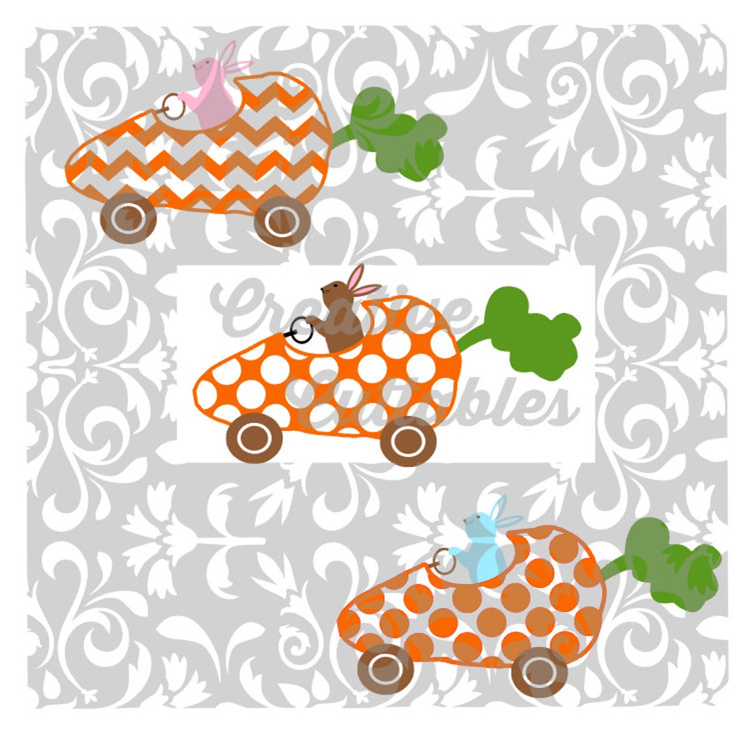 Easter Bunny Carrot Car for Silhouette or Other Craft Cutters (.svg ...