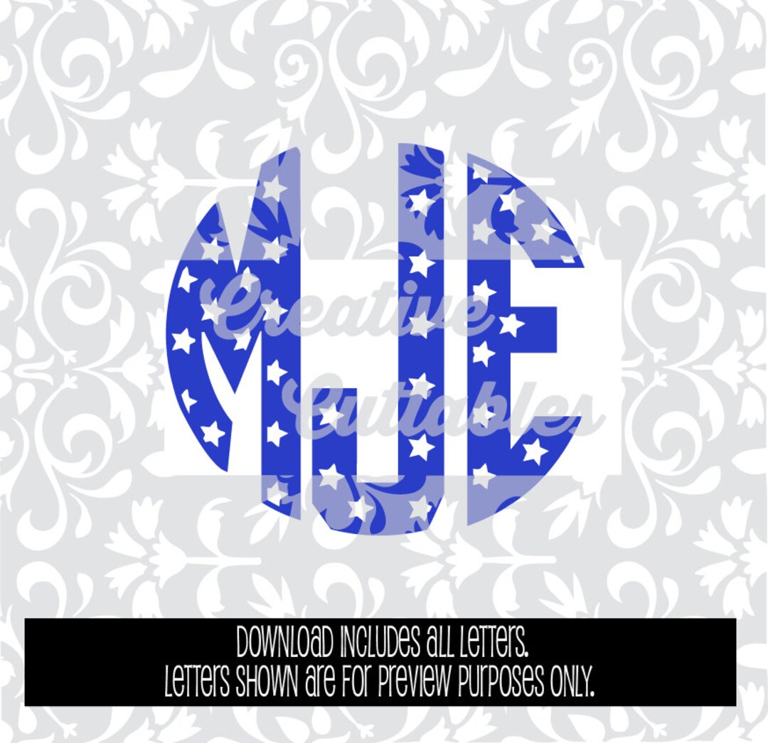 Star Monogram Circle Letters for Silhouette or Other Craft Cutters .svg ...