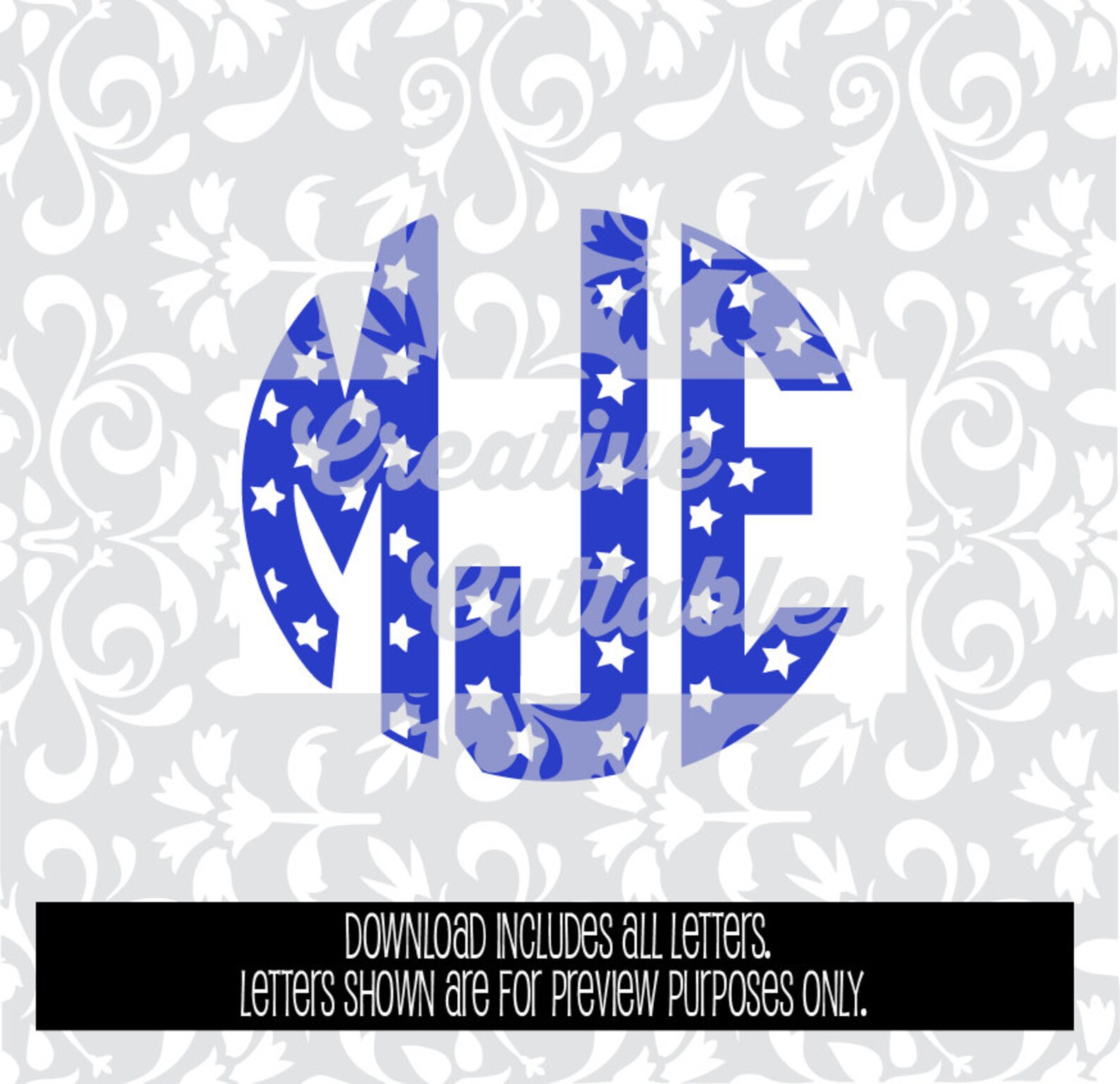 Star Monogram Circle Letters for Silhouette or Other Craft - Etsy