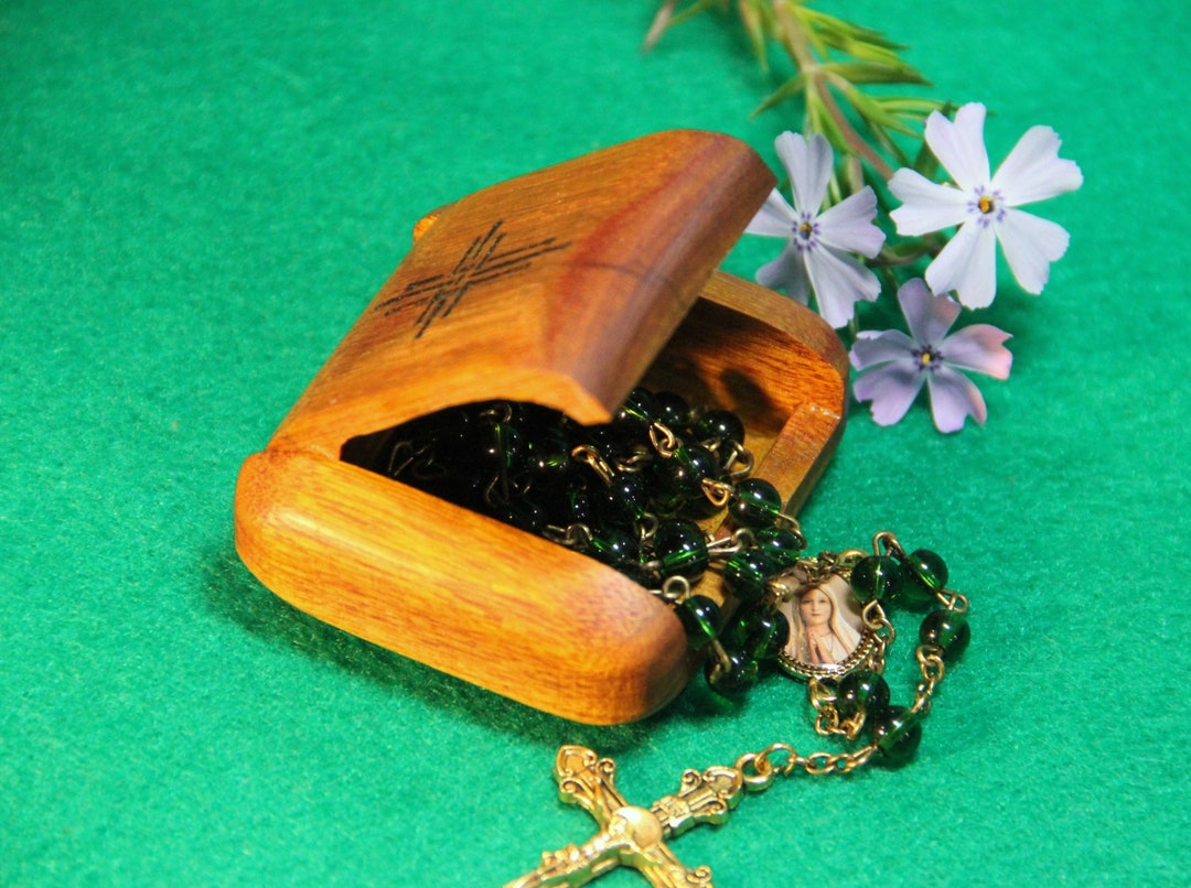 Wooden Rosary Box, for Smaller Rosaries, Pocket Box, Hand Made ...