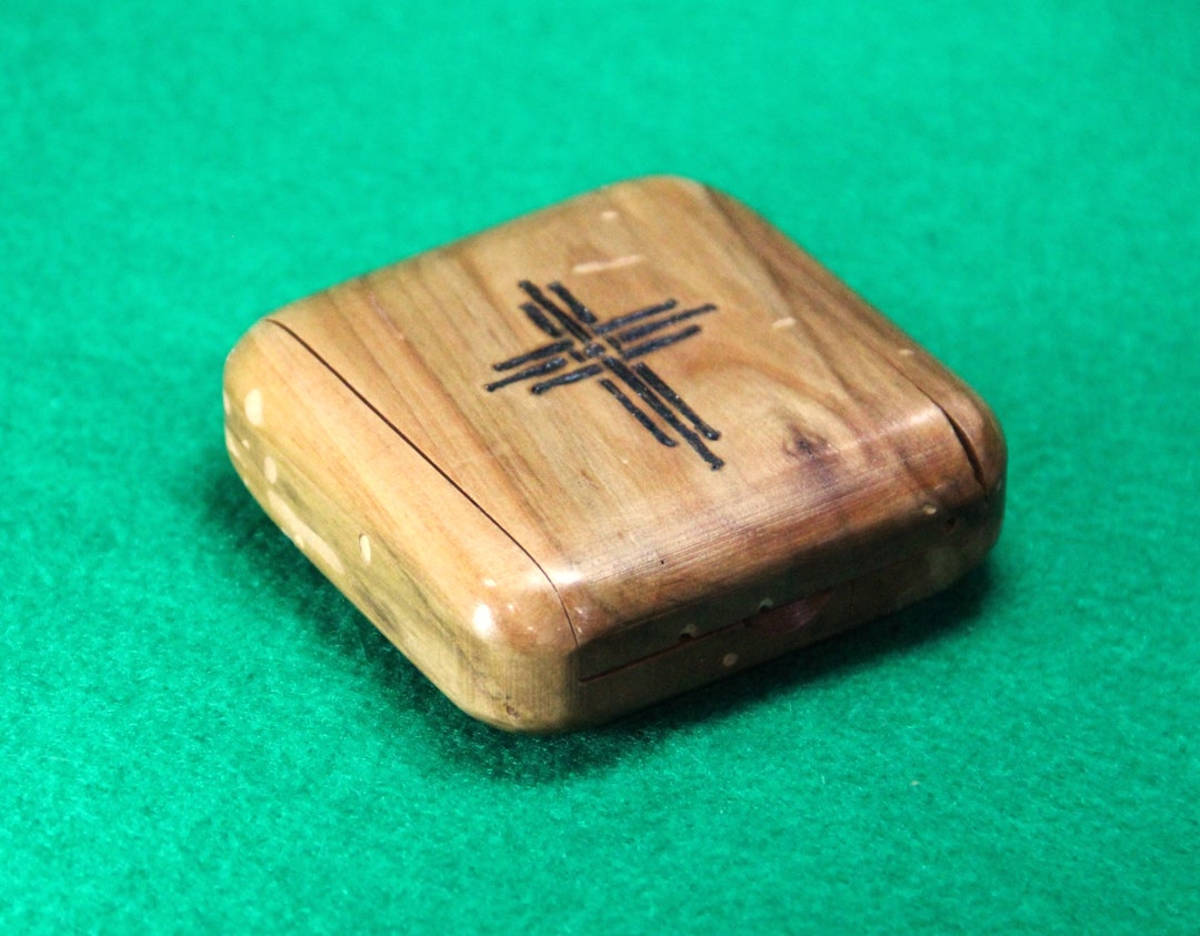 Wooden Rosary Box, Pocket Box, Hand Made, Wormy Applewood, Pyrography ...