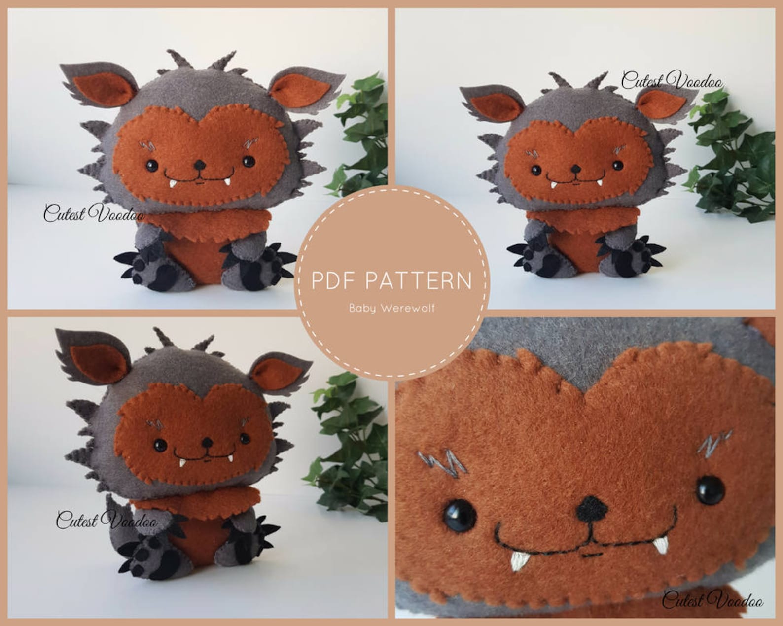 PDF PATTERN. Baby Werewolf Cute PDF Felt Pattern - Etsy Australia