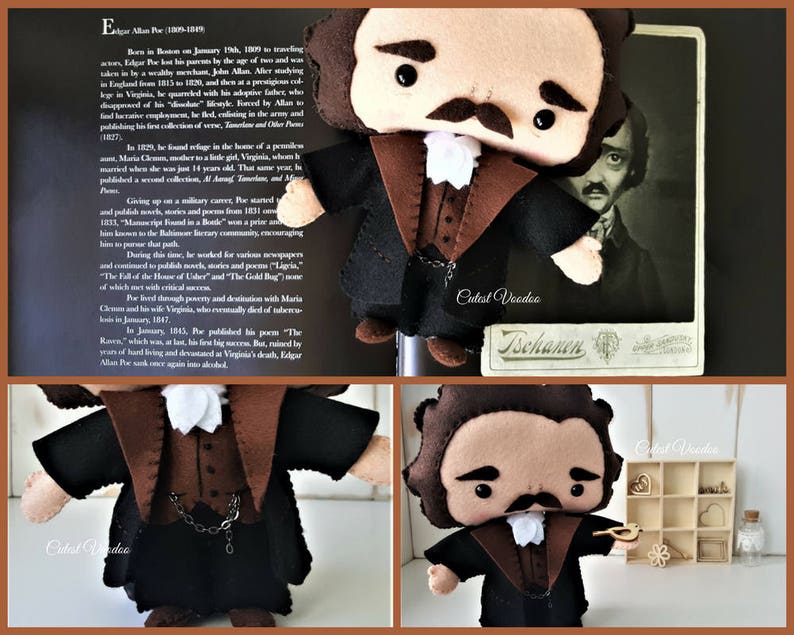 PDF PATTERN. Edgar Allan Poe Plush PDF Felt Pattern | Etsy
