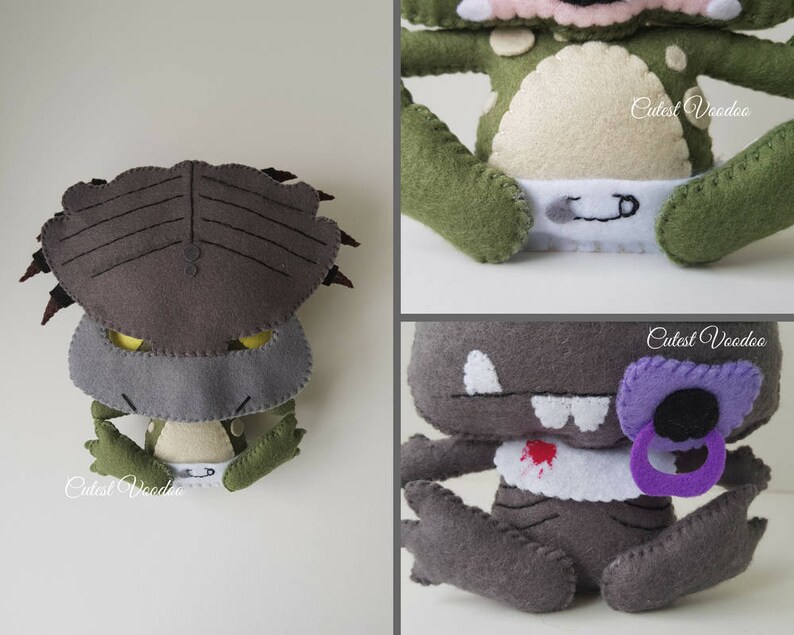 PDF PATTERN. Baby Alien Vs. Baby Predator Gothic Horror PDF Felt Sewing ...