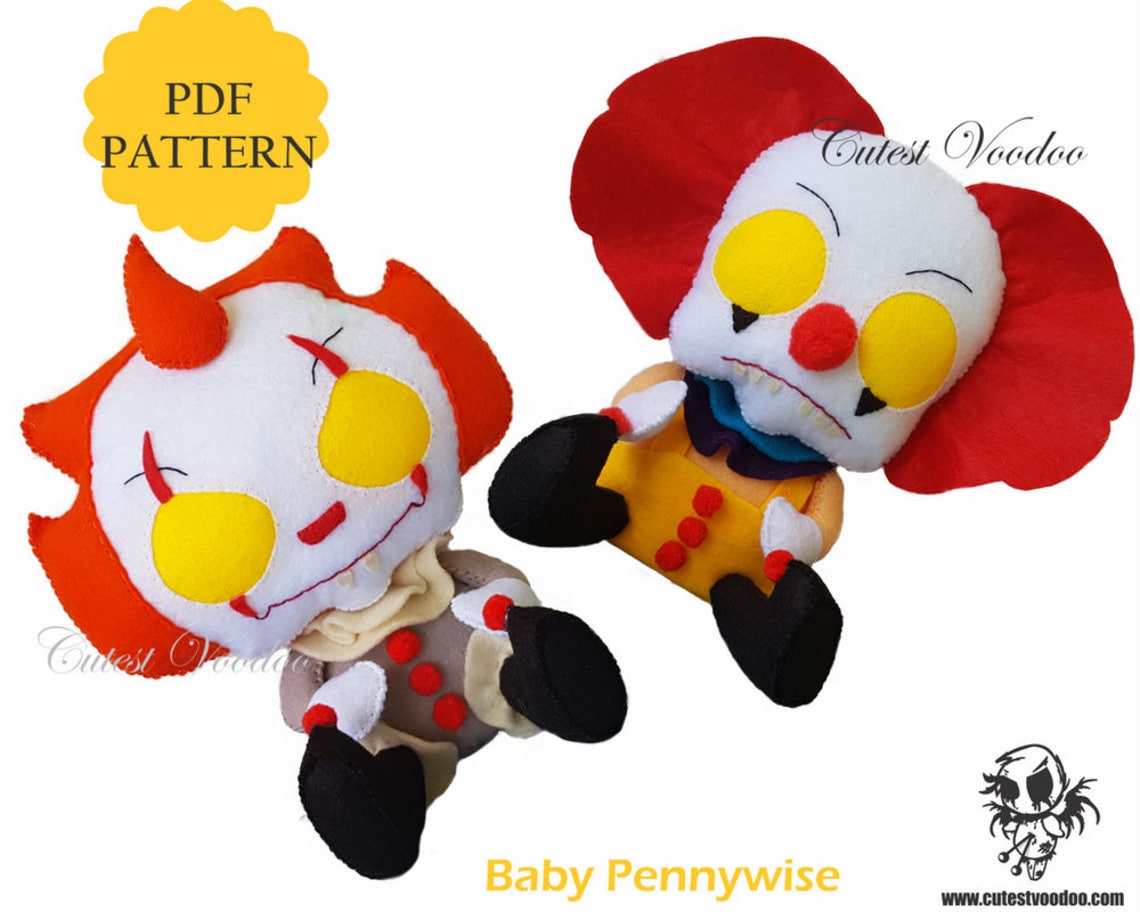 PDF PATTERN. Baby Pennywise IT Clown Horror Felt Pattern - Etsy Australia