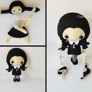 PDF PATTERN. Wednesday Addams Gothic Horror Plushie PDF Felt Pattern - Etsy