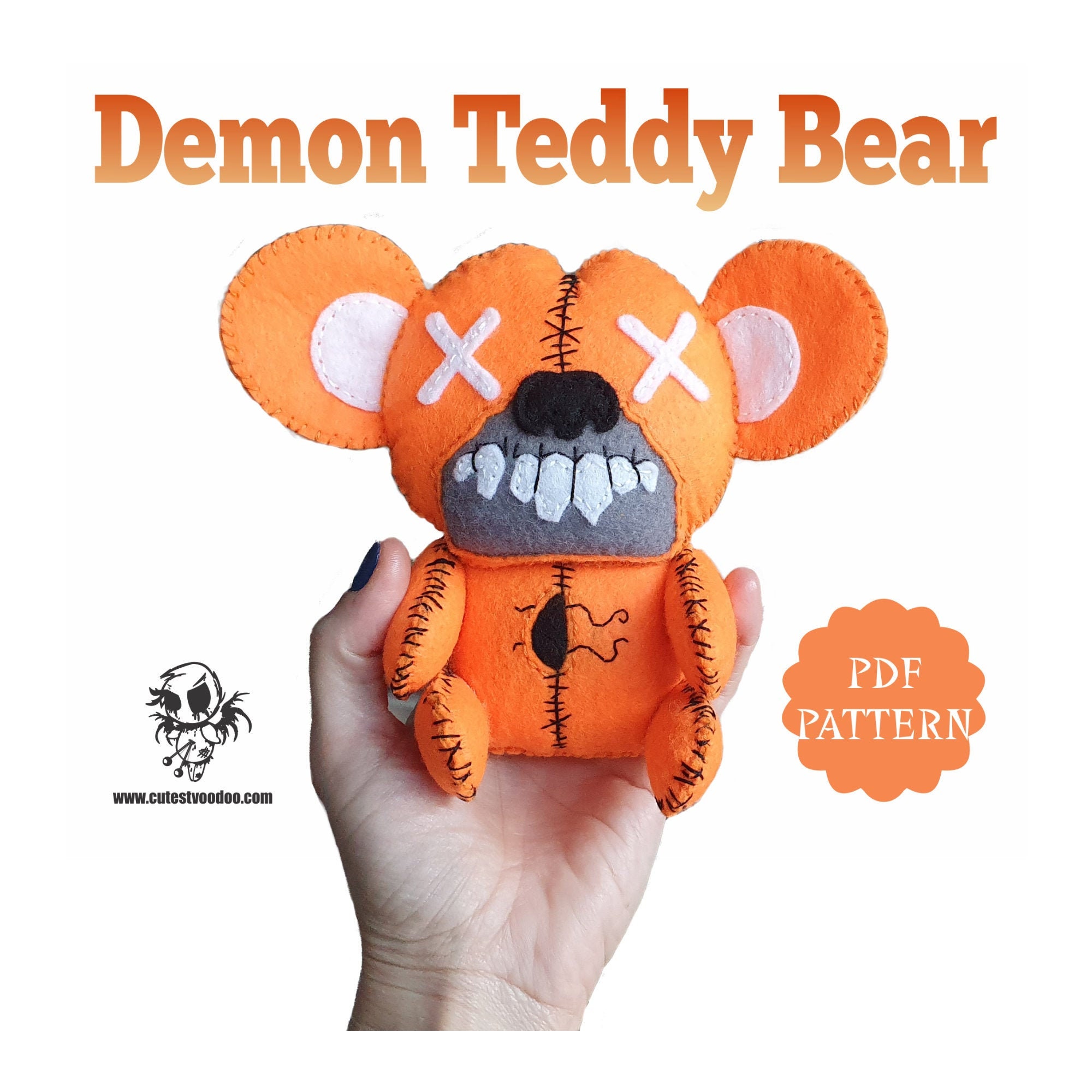 PDF PATTERN: Demon Teddy Bear Gothic Felt Toy Sewing Pattern - Etsy UK