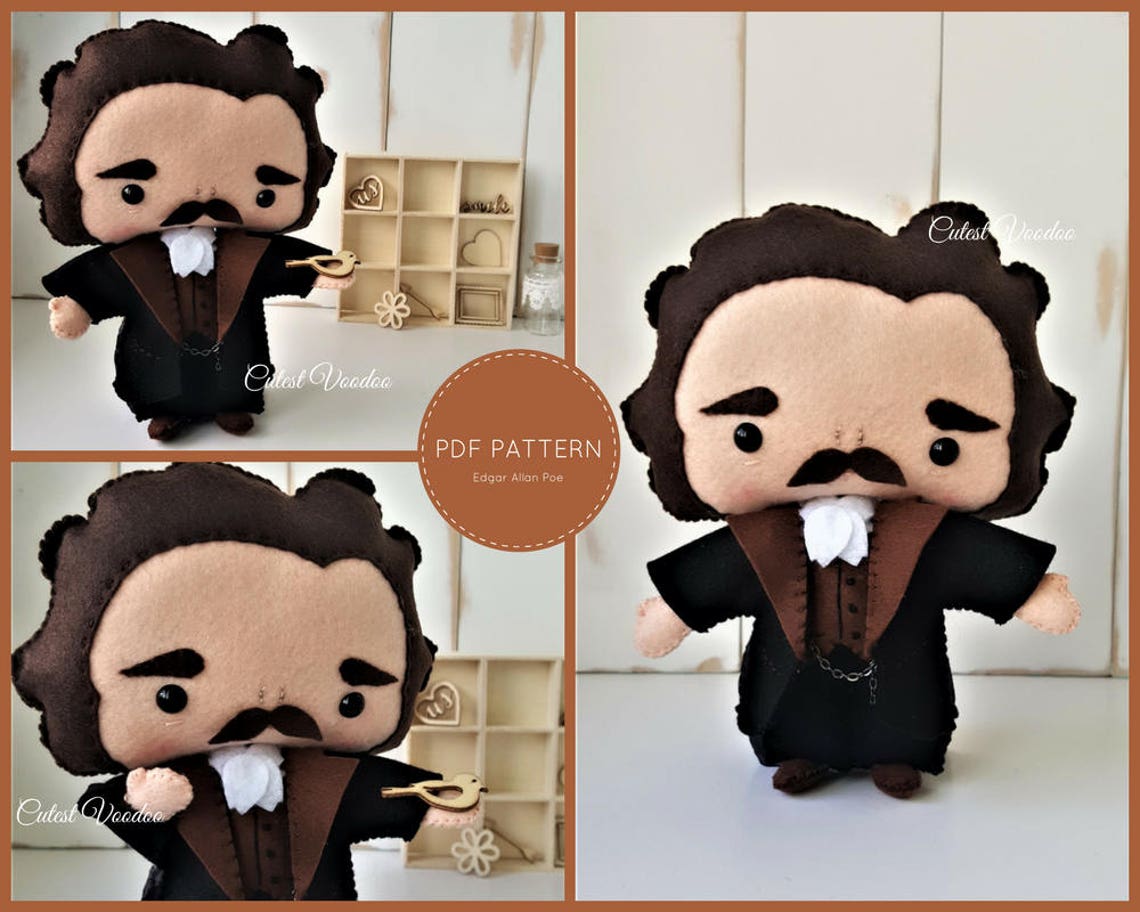 PDF PATTERN. Edgar Allan Poe Plush PDF Felt Pattern - Etsy