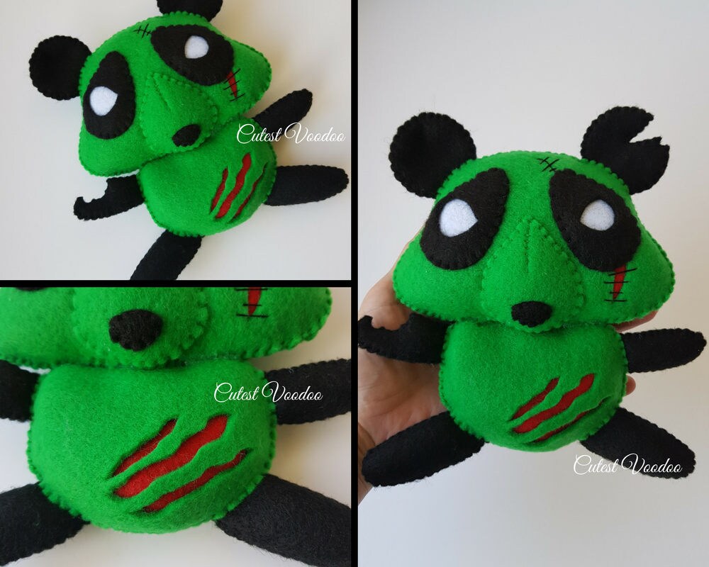 PDF PATTERN. Zombie Panda Gothic Horror Plush PDF Felt Pattern | Etsy