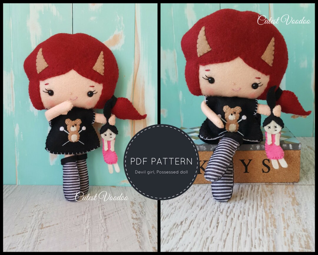 PDF PATTERN. Devil Girl, Possessed Doll PDF Felt Pattern - Etsy