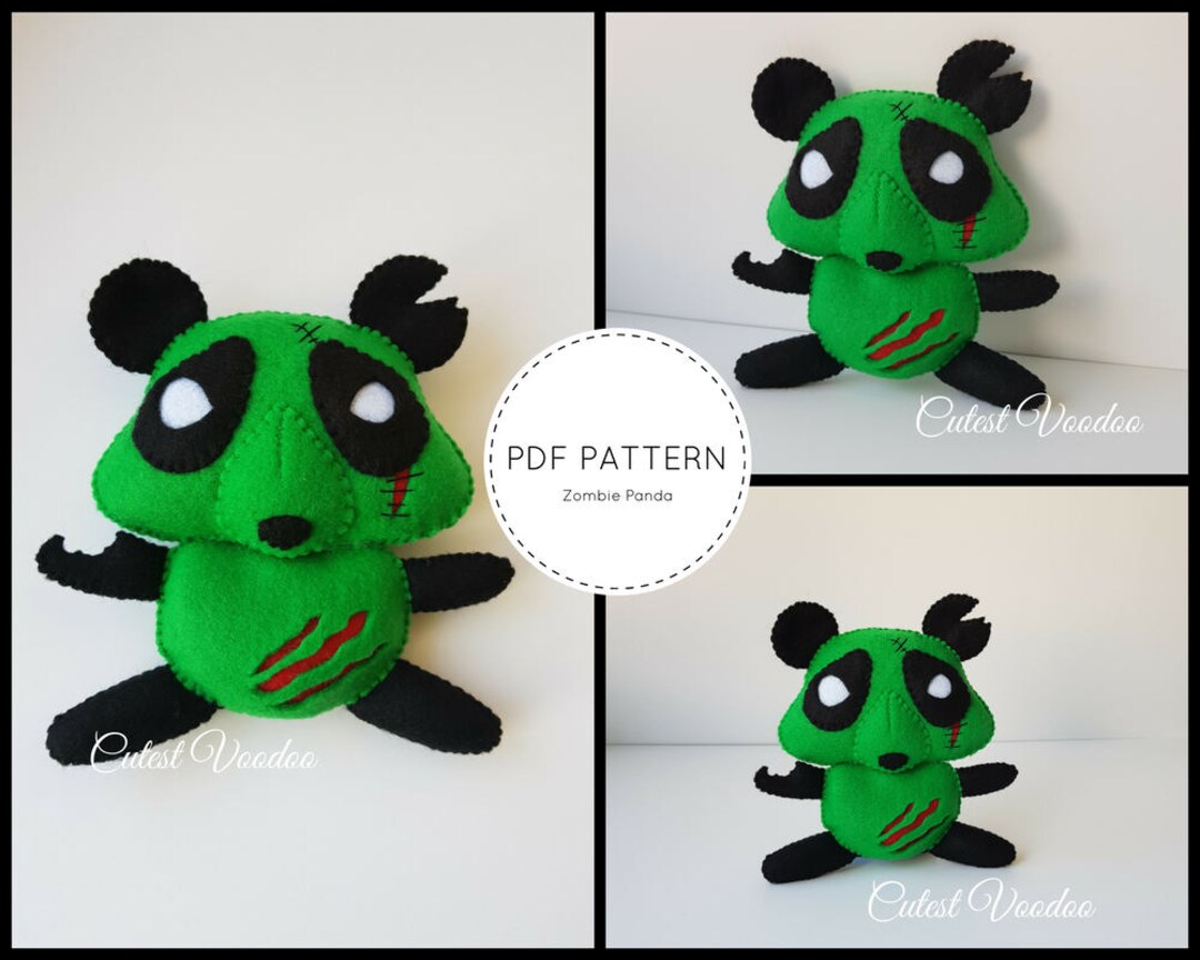 PDF PATTERN. Zombie Panda Gothic Horror Plush PDF Felt Pattern - Etsy