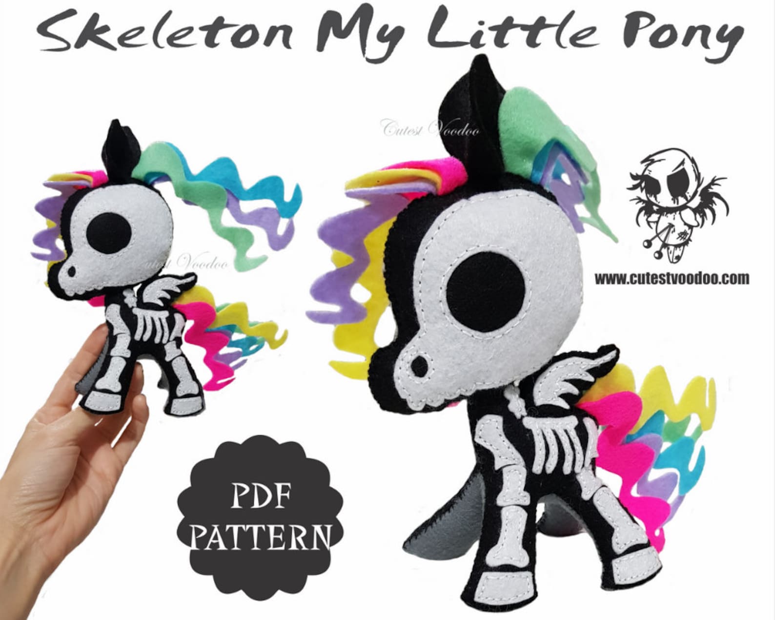 PDF PATTERN: Skeleton My Little Pony Gothic Felt Toy Sewing | Etsy