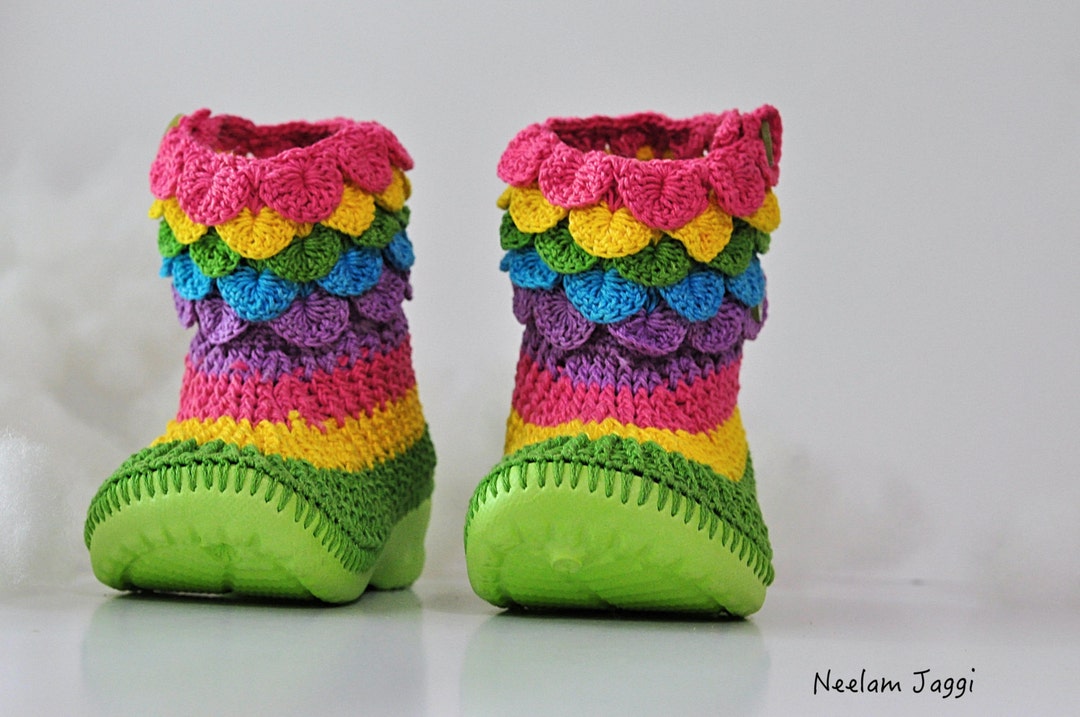 Crochet Multi Color Boots Pattern , Crocodile Stitch Boots - Etsy
