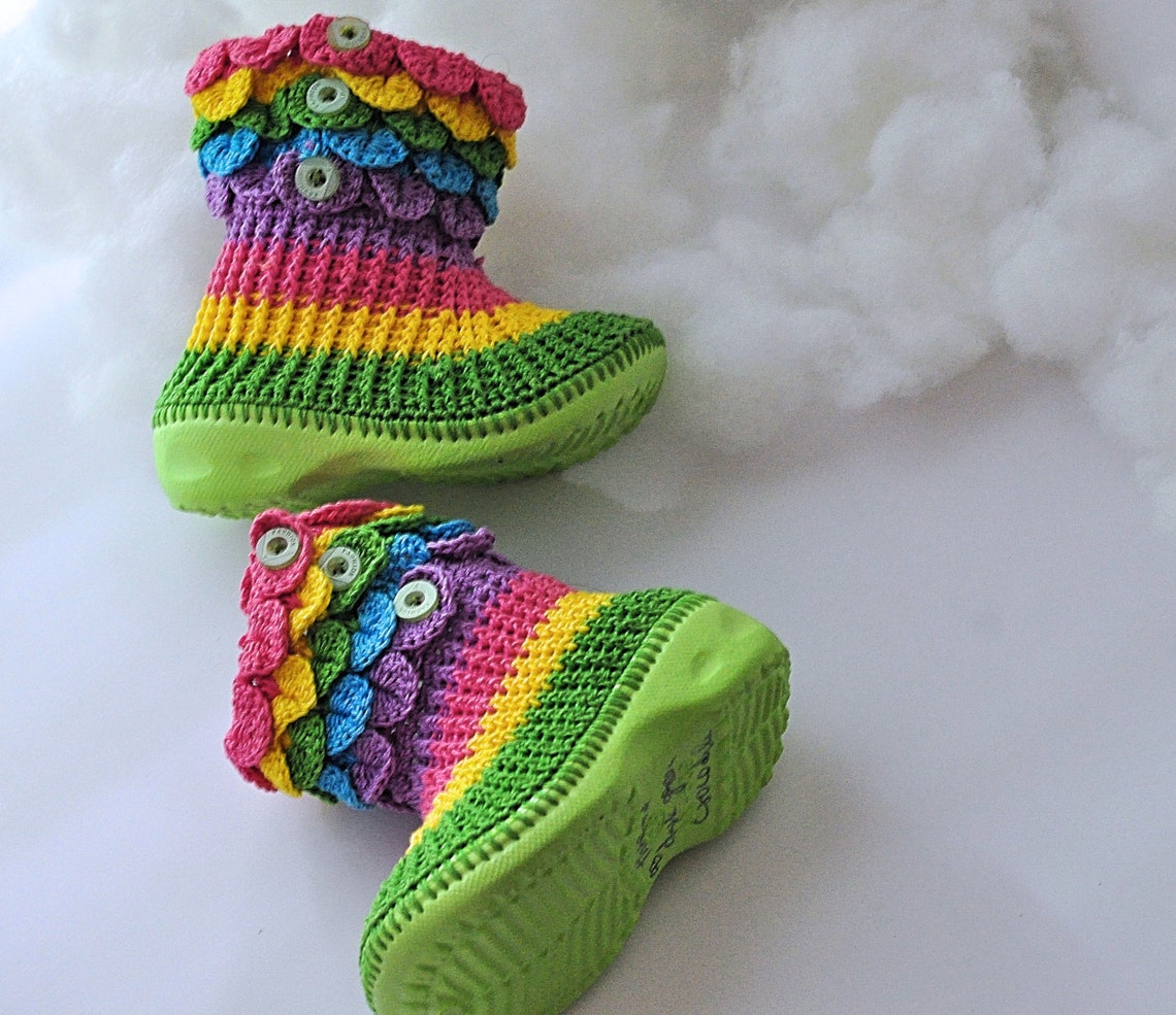 Crochet Multi Color Boots Pattern , Crocodile Stitch Boots - Etsy