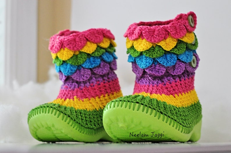 Crochet Multi Color Boots Pattern , Crocodile Stitch Boots - Etsy
