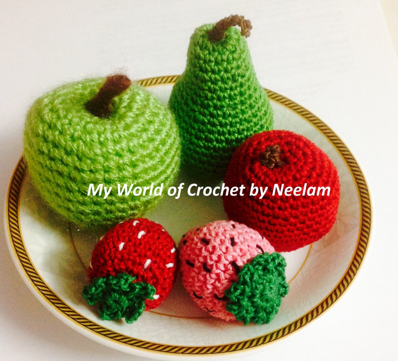 Fruits Pattern, Crochet Pattern Fruits , Crochet 3 Fruits, PEAR APPLE ...