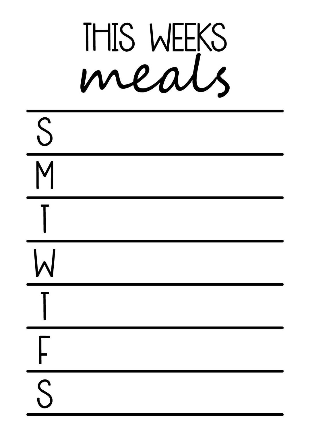 Meal Planner Etsy