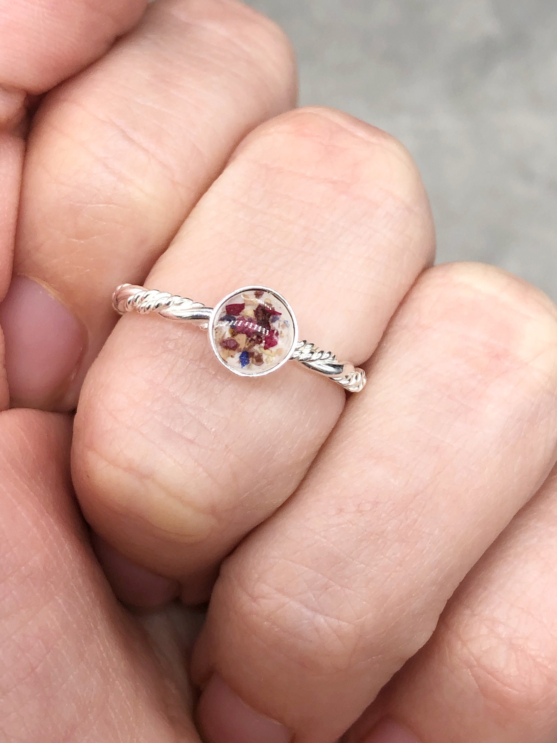 Flower Memorial Dainty Circle Ring Triple Twisted - Etsy