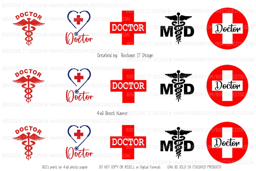Doctor - MD- Symbols -25mm/1in Bottle Cap Image - 4x6 Sheet - Etsy