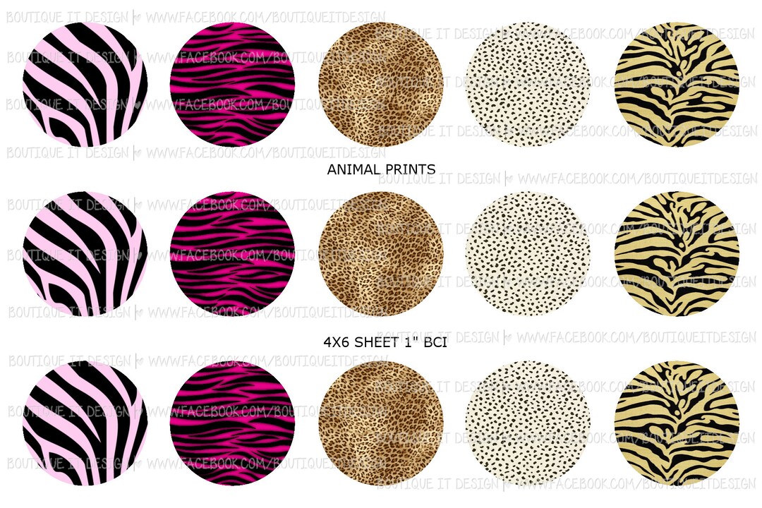 Animal Print BCI ~ 25mm/1in Bottle Cap Image - 4x6 Sheet - Etsy