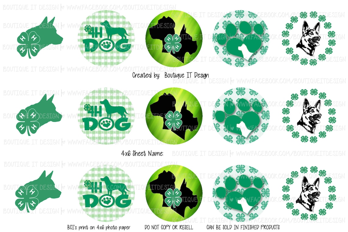4-H Dogs - 25mm/1in Bottle Cap Image - 4x6 Sheet - Etsy