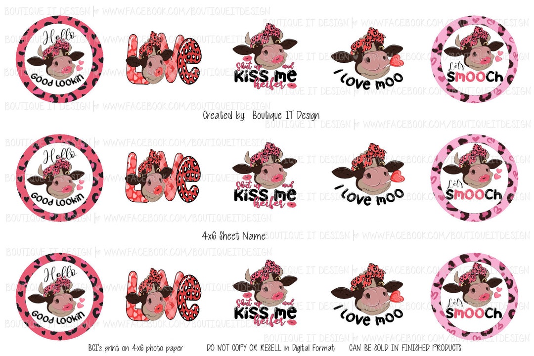 Cow - Love - Smooch - 4x6 - 1 Inch BCI - Etsy